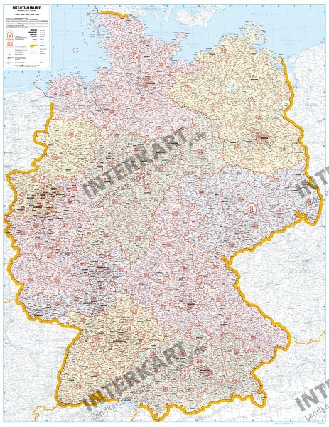 Postleitzahlenkarte Deutschland 98 x 128cm