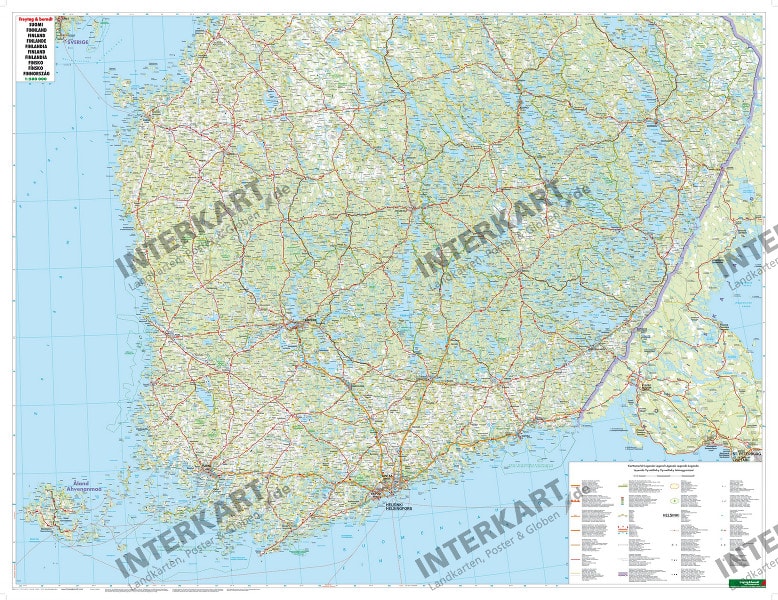 Kort over Finland trykt på begge sider